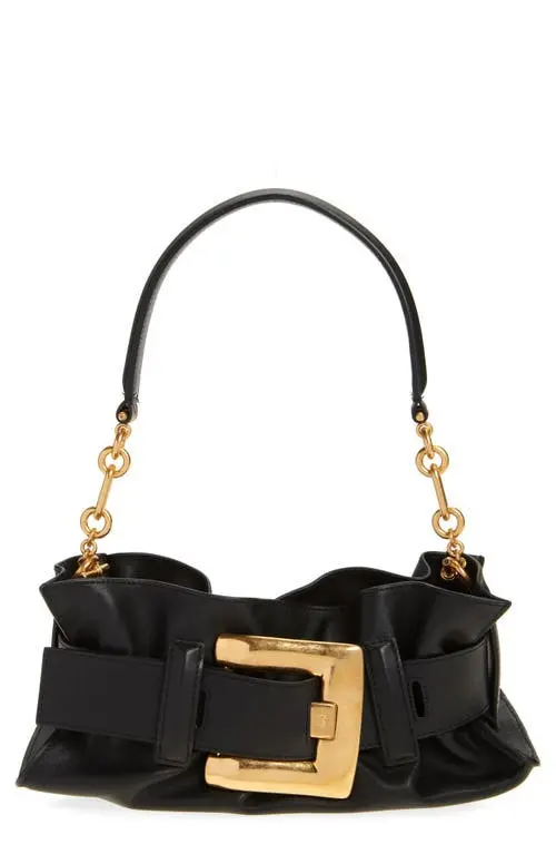 Balmain Anthem Mini Leather Shoulder Bag - Black