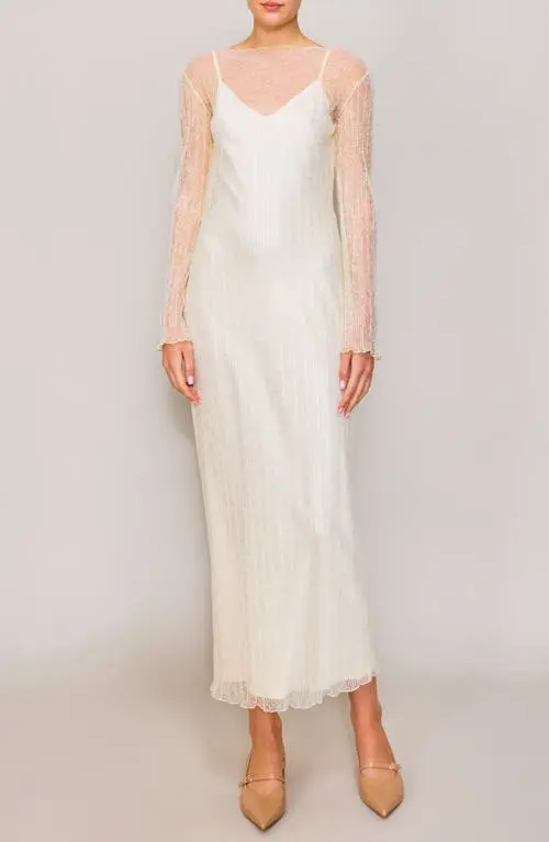 Melloday Lace Overlay Maxi Dress In Ivory 60% Off Editorialist