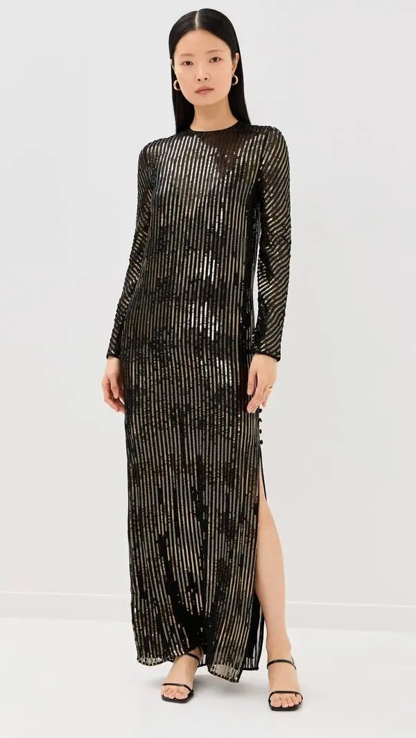Johanna Ortiz Actitud Nautica Tunic Dress In Black/Dark Gold - 80% Off |  Editorialist