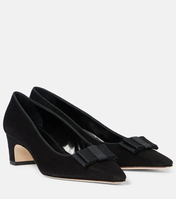 Manolo Blahnik Reador Bow-detail Suede Pumps