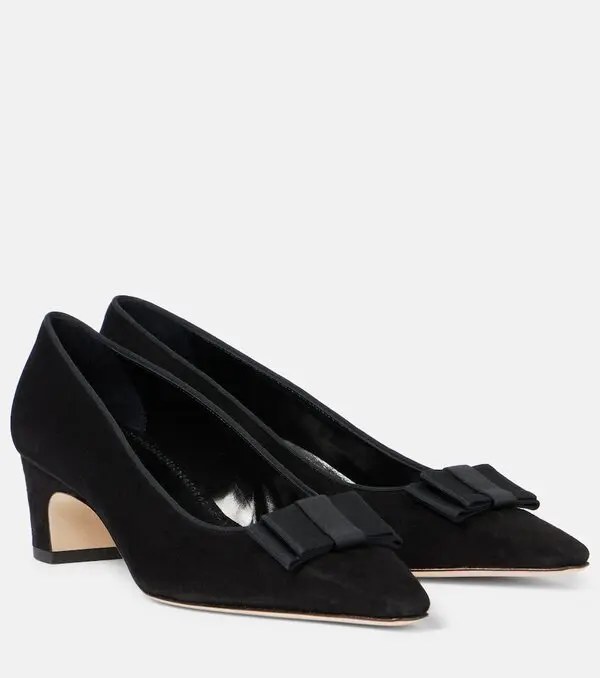 Manolo Blahnik Reador Bow-detail Suede Pumps - Black