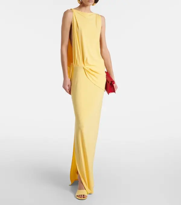 Jacquemus Peplo Jersey Maxi Dress - Yellow