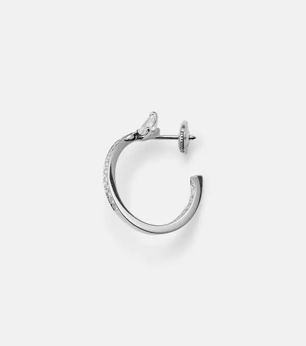 REPOSSI Serti Sur Vide 18kt White Gold Single Hoop Earring With Diamonds - Silver