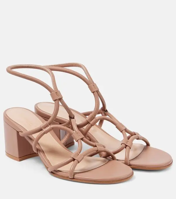 GIANVITO ROSSI Cage 60 Leather Sandals - Beige