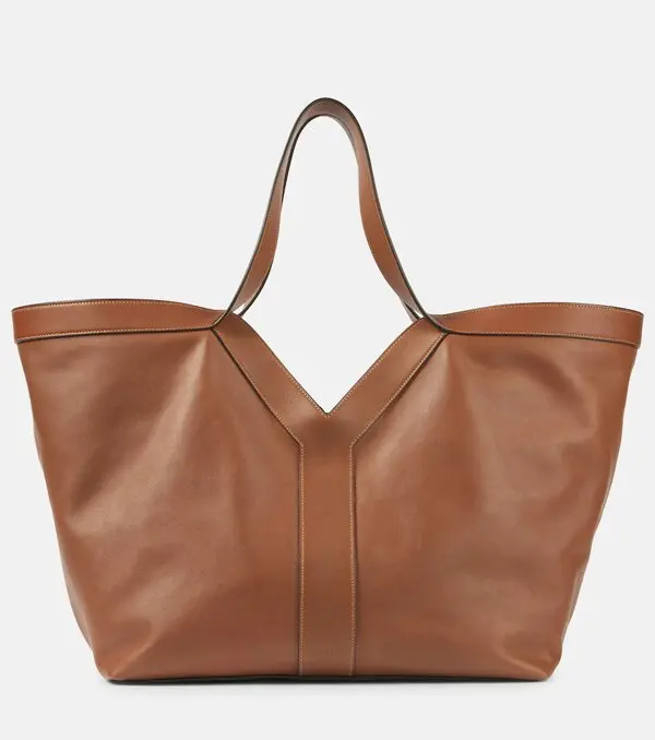 Saint Laurent Leather Tote Bag - Brown