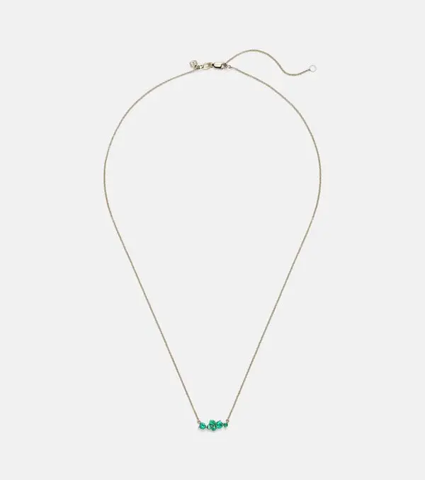 SYDNEY EVAN Cocktail Bar Necklace With Emeralds And Diamonds - Gold