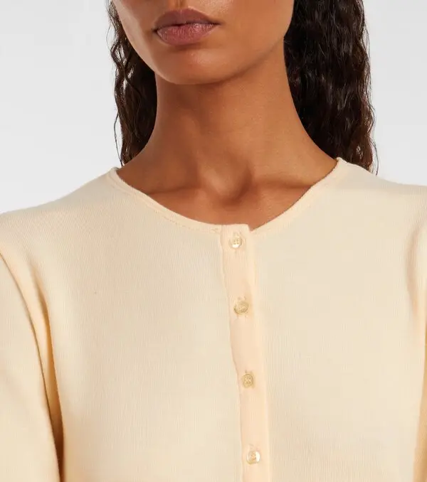 LESET Lauren Cropped Jersey Cardigan - Yellow