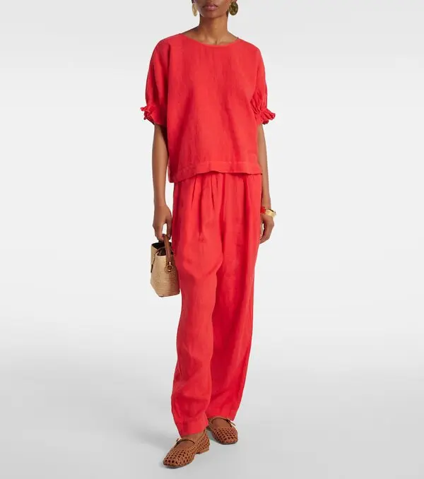 Velvet By Graham & Spencer Gini Linen Straight Pants