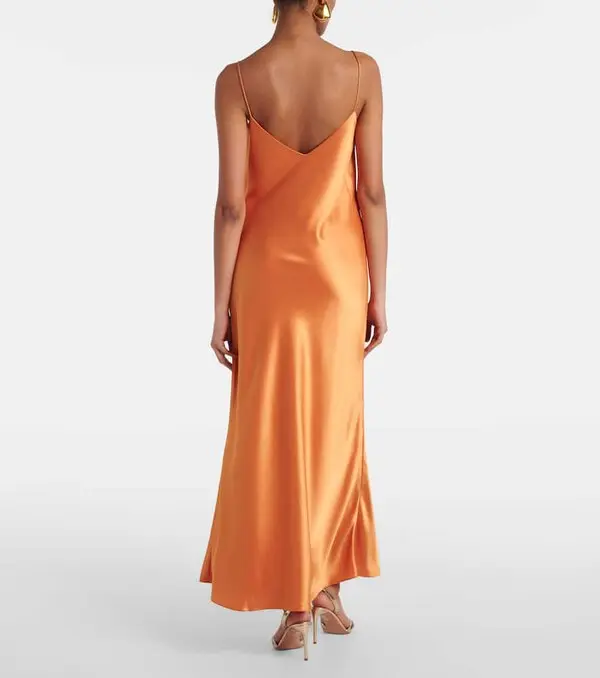 Galvan Provence Satin Slip Dress - Gold