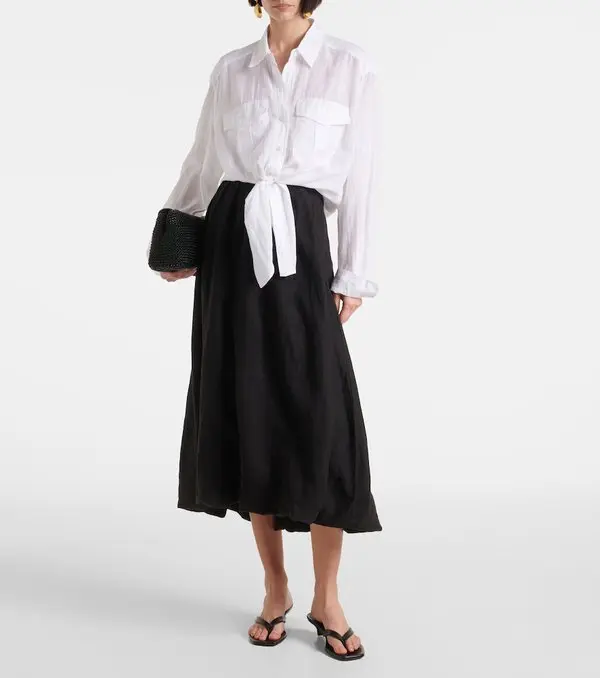 Velvet By Graham & Spencer Rachelle Linen Midi Skirt