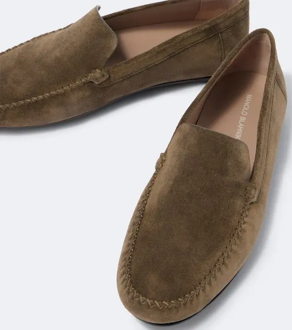 Manolo Blahnik Alder Suede Loafers - Green