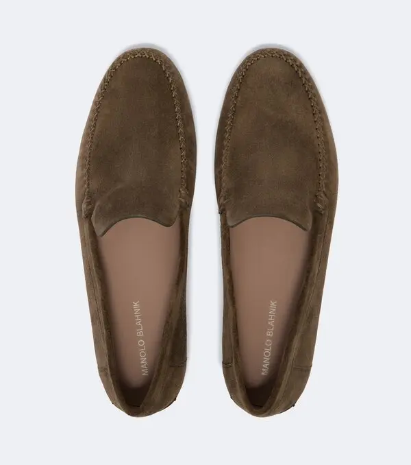 Manolo Blahnik Alder Suede Loafers - Green