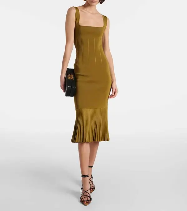 Galvan Atlanta Square-Neck Knit Bodycon Dress - Green - 20% Off |  Editorialist