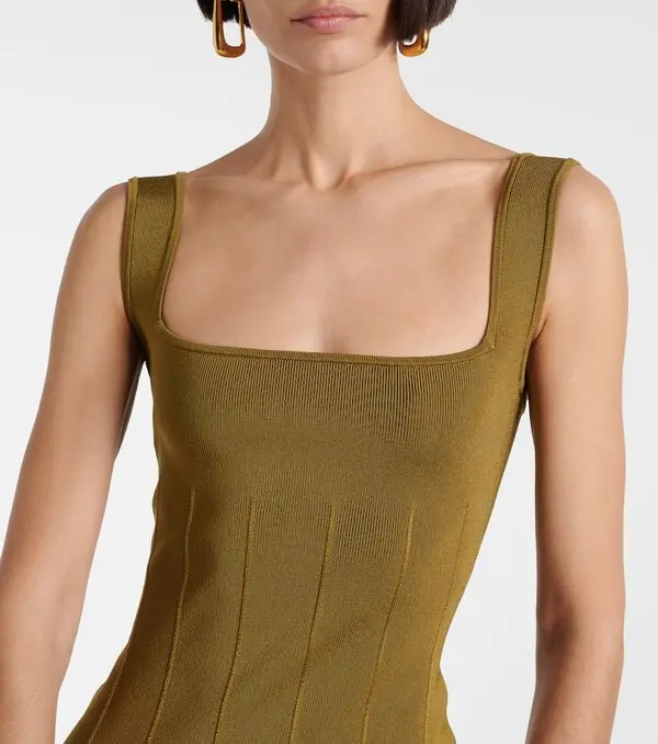 Galvan Atlanta Square-Neck Knit Bodycon Dress - Green - 20% Off |  Editorialist