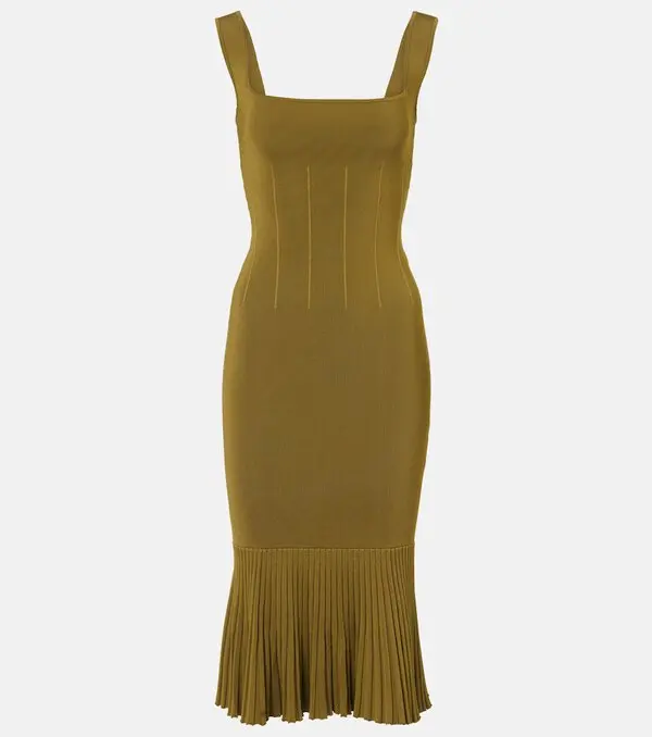 Galvan Atalanta Knitted Midi Dress - Green
