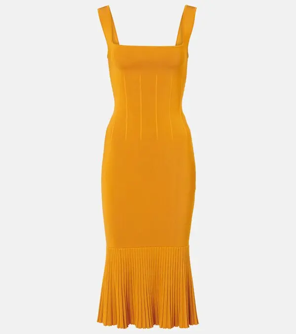 Galvan Atalanta Knitted Midi Dress - Orange