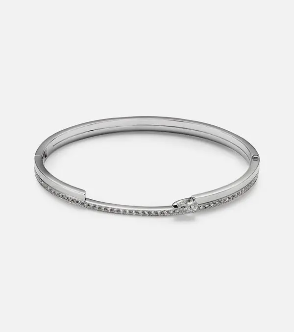 REPOSSI Serti Sur Vide 18kt White Gold Diamond Bangle - Silver