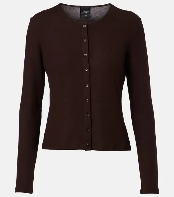 LESET Lauren Cropped Cardigan - Brown