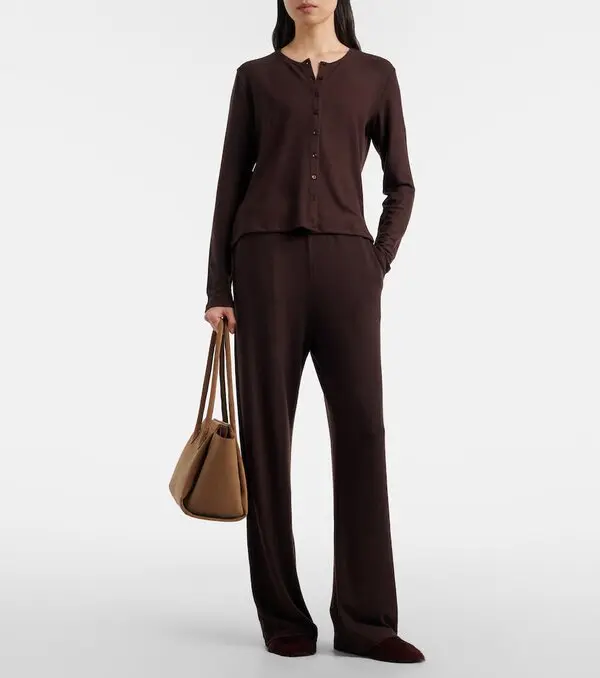 LESET Lauren Cropped Cardigan - Brown