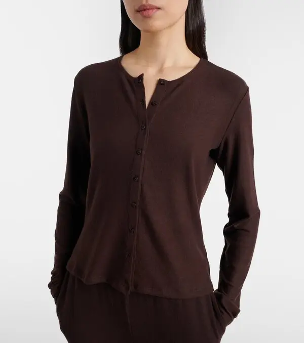 LESET Lauren Cropped Cardigan - Brown