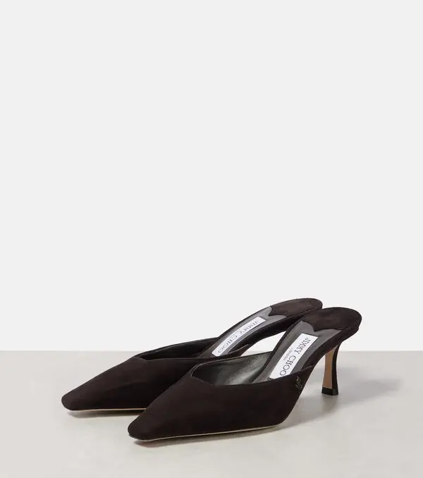 JIMMY CHOO Vivi 65 Suede Mules - Brown
