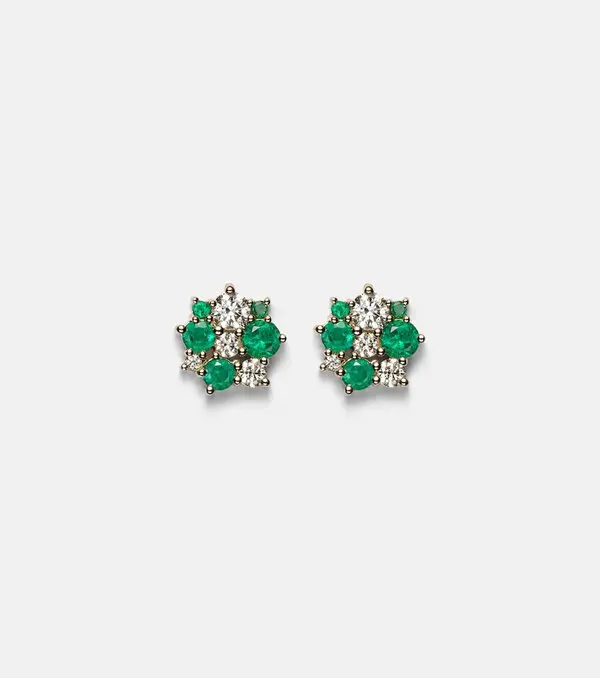 SYDNEY EVAN Cocktail Earrings With Emeralds And Diamonds - Gold