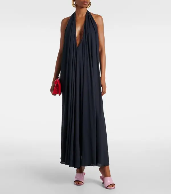 Jacquemus Norma Draped Open-back Maxi Dress - Blue