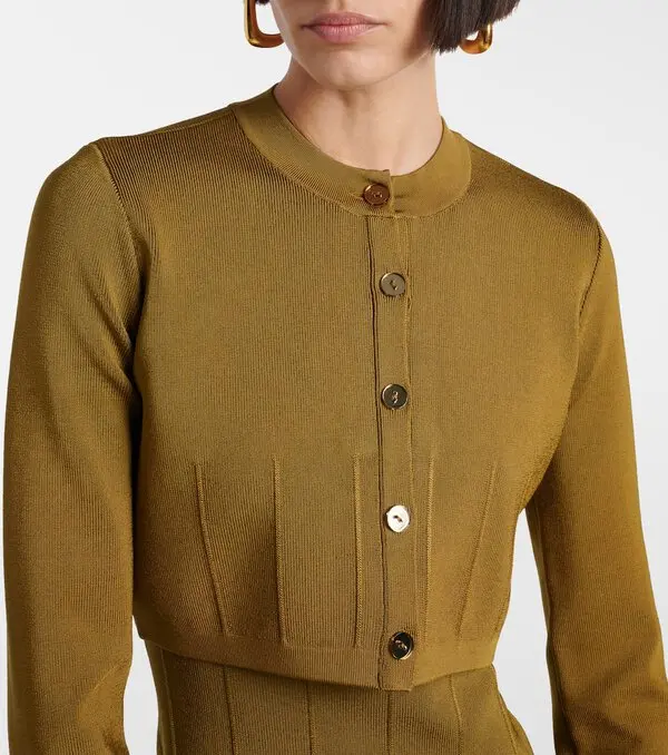 Galvan Atalanta Cropped Cardigan - Green