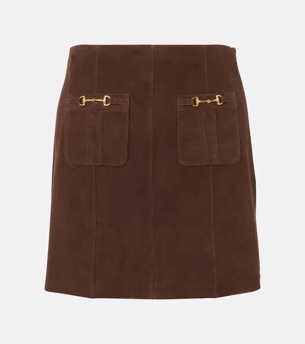 Rixo Wiley Suede Miniskirt - Brown