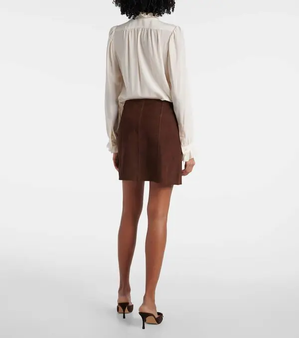 Rixo Wiley Suede Miniskirt - Brown