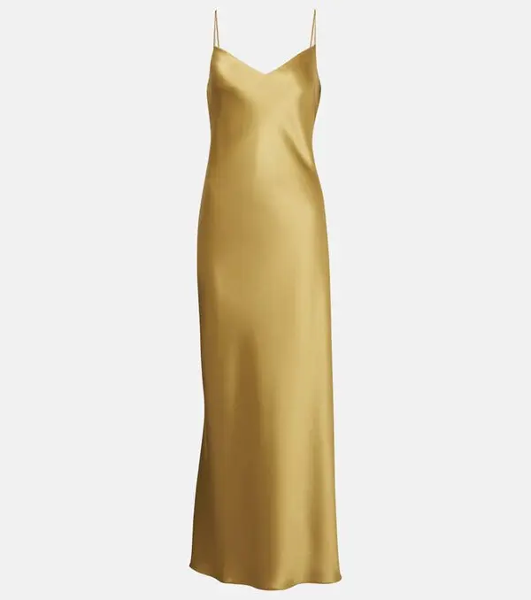 gold satin slip maxi dress Gold Chain Strap Slip Maxi Dress – Haute Glam Boutique main image 1