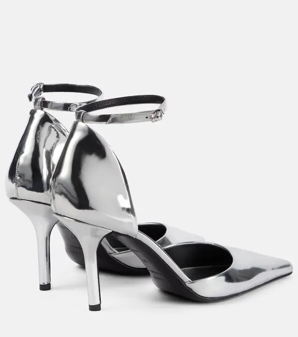 Proenza Schouler Slash 85 Mirrored Leather Pumps - Silver