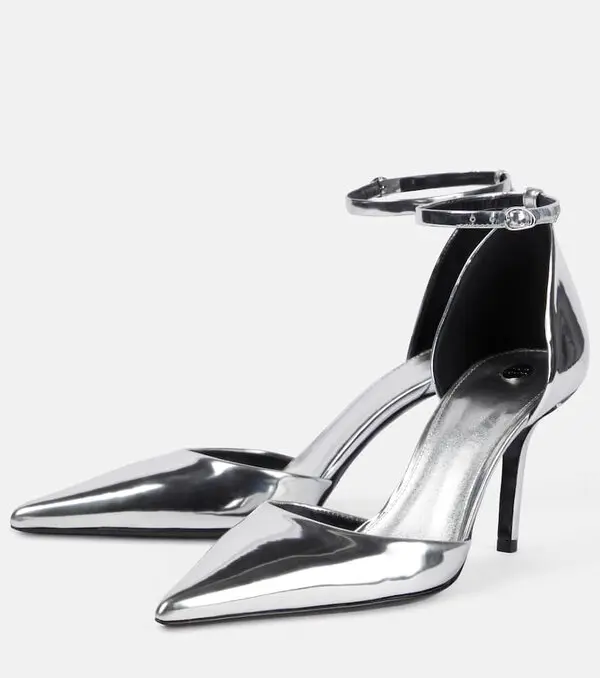 Proenza Schouler Slash 85 Mirrored Leather Pumps - Silver