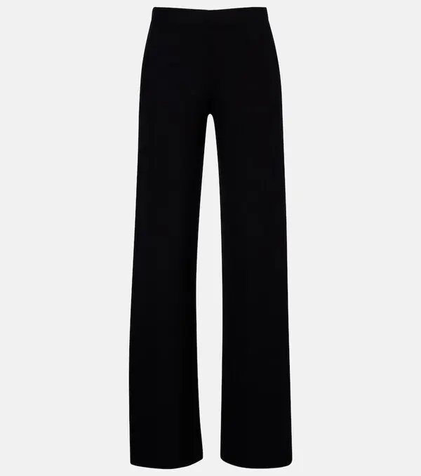 LESET Lauren Mid-rise Jersey Wide-leg Pants - Black