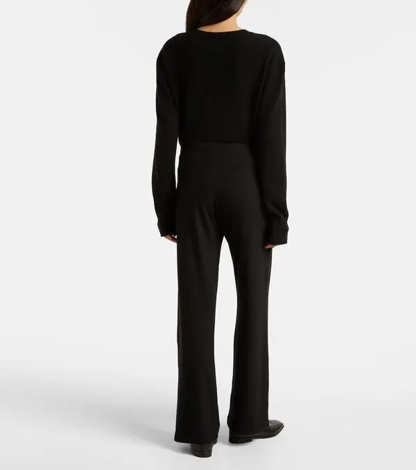 LESET Mid-rise Wide-leg Jersey Pants - Black