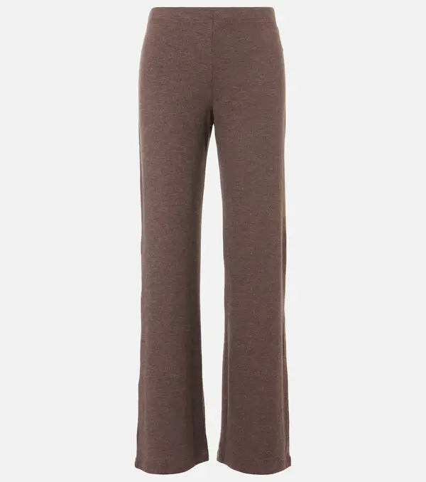 LESET Lauren Mid-rise Jersey Wide-leg Pants - Brown