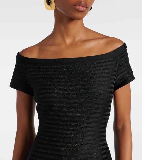 Carolina Herrera Off-shoulder Striped Maxi Dress