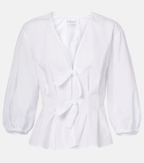 Velvet By Graham & Spencer Riri Cotton Poplin Blouse - White