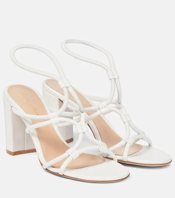 GIANVITO ROSSI Cage 85 Leather Sandals - White
