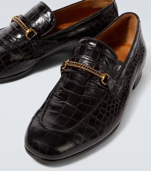 TOM FORD Gigi Croc-effect Leather Loafers