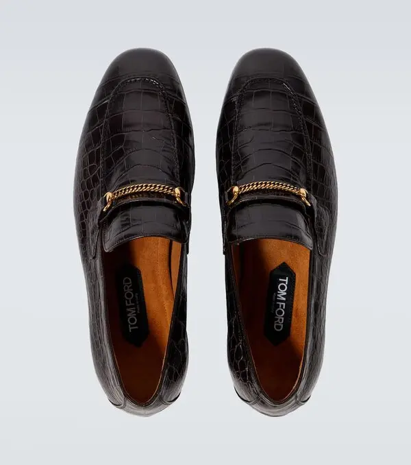 TOM FORD Gigi Croc-effect Leather Loafers