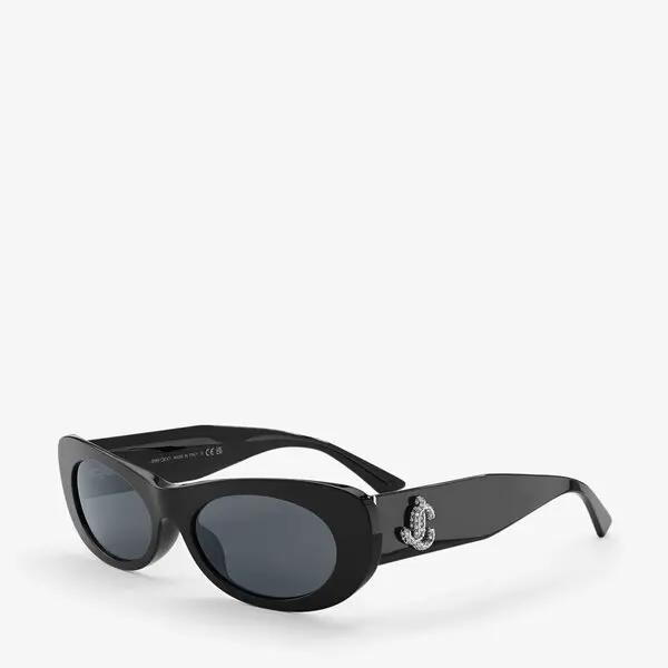 JIMMY CHOO Danny Oval Sunglasses - Black