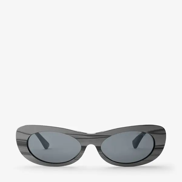 JIMMY CHOO Danny Striped Oval Sunglasses - Striped Black