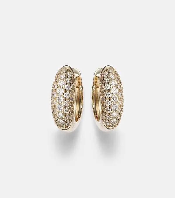 SYDNEY EVAN Puffy 14kt Yellow Diamond Hoop Earrings - Gold