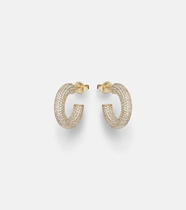 SYDNEY EVAN Puffy Diamond Hoop Earrings In 14kt Yellow - Gold