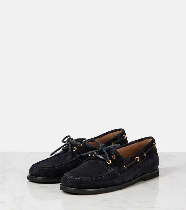 GIANVITO ROSSI Vandée Suede Boat Shoes - Blue