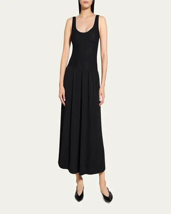 Theory Textured Drop-waist Midi Dress