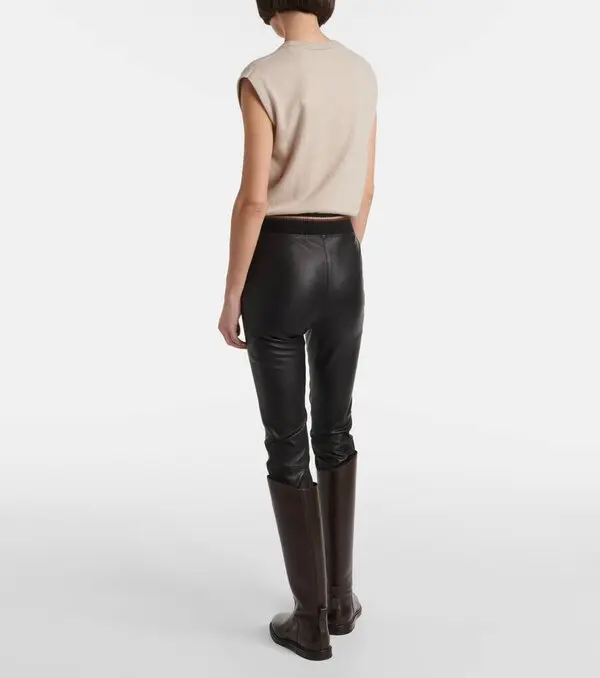 Brunello Cucinelli Leather Slim Pants