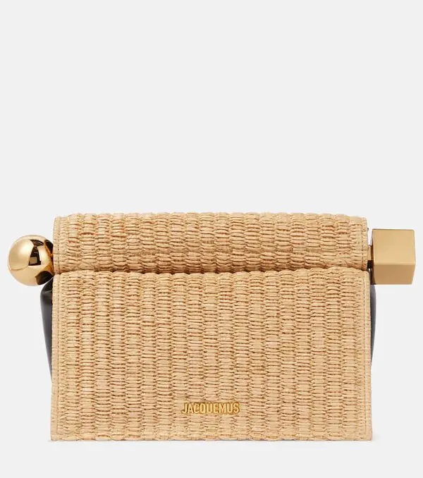 Jacquemus Rond Carre Woven Raffia-effect Clutch