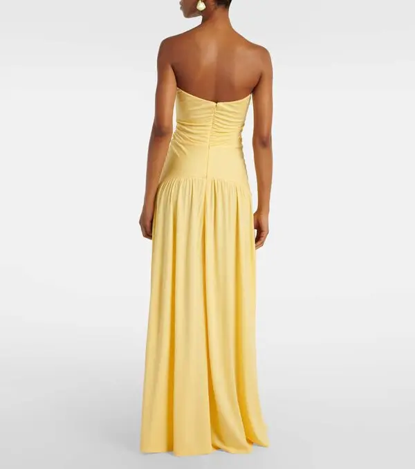 Staud Mariana Ruched Maxi Dress - Yellow